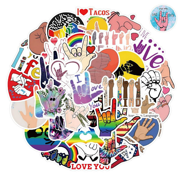 ASL-klistremerker American Sign Language Sticker Pack/Tegnspråk | Fyndiq
