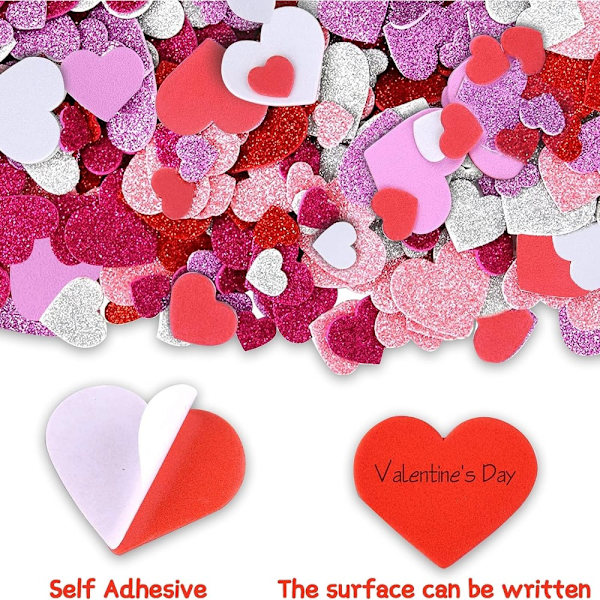 300 kpl vaahtomuovi sydäntarrat kimaltelevat tarrat itseliimautuvat | Fyndiq