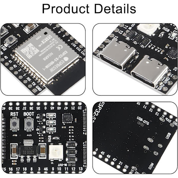2025 Senaste Modell 2st ESP32-S3-DevKitC-1-N8R2 ESP32-S3 Utvecklingskort Wi-Fi + BLE MCU Modul ...