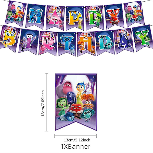Inside Out 2 Lapset Söpö Piirretty Syntymäpäiväjuhlan Koristeet Set ...