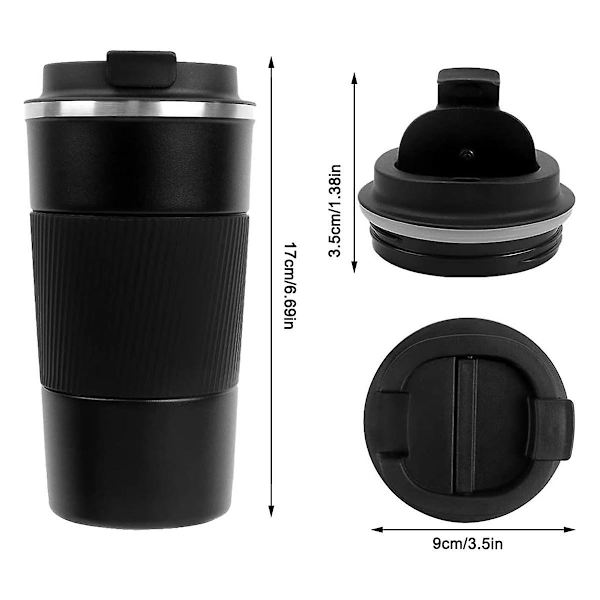 Kaffemugg, spillsäker kopp i rostfritt stål, resemugg med ...