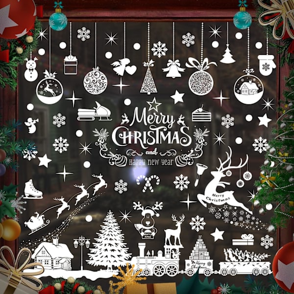 Julepynt Vindue, Pakke med 9 Vindueklistermærker Jule Selvklæbende PVC ...