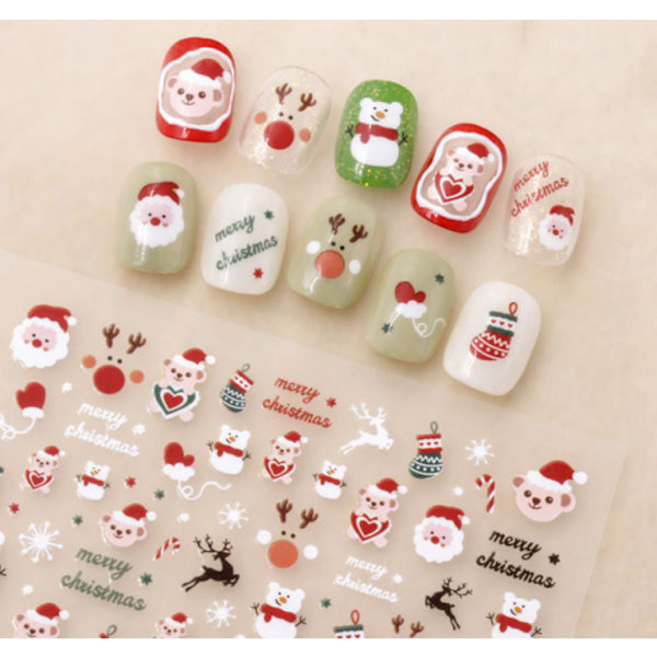 8-delt sæt jule negle klistermærker, neglekunst dekoration, jul | Fyndiq