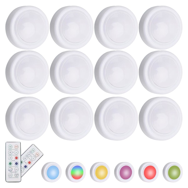 12-Pak - LED-Spotlights med Fjernbetjening – Trådløs MultiColor 12-Pack ...