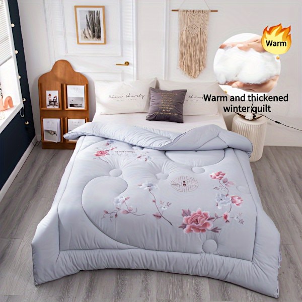 1 st förtjockad duntäcke, broderad tredimensionell fållning för att hålla värmen Vintertäcken ...