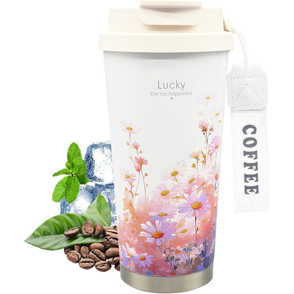 Kaffemugg för att ta med, 520ml termosmugg isolerad mugg, rostfri ...