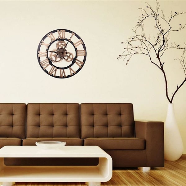 Vintage-seinäkello, paristokäyttöinen, roomalaiset numerot, hiljainen ...