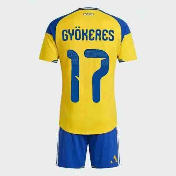 2026 Sweden Men's National Football Team Kids Jersey NO.17 Gyökeres-FQ ...