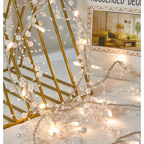 Juldekoration inomhus, julbelysning, krans med vita bärpärlor - 3m, 30 ...