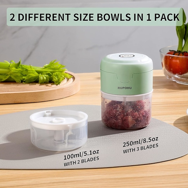 Elektrisk minimathacker, USB laddning Mini elektrisk vitlökshackare ...