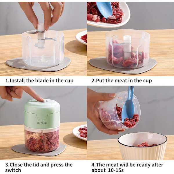 Elektrisk minimathacker, USB laddning Mini elektrisk vitlökshackare ...