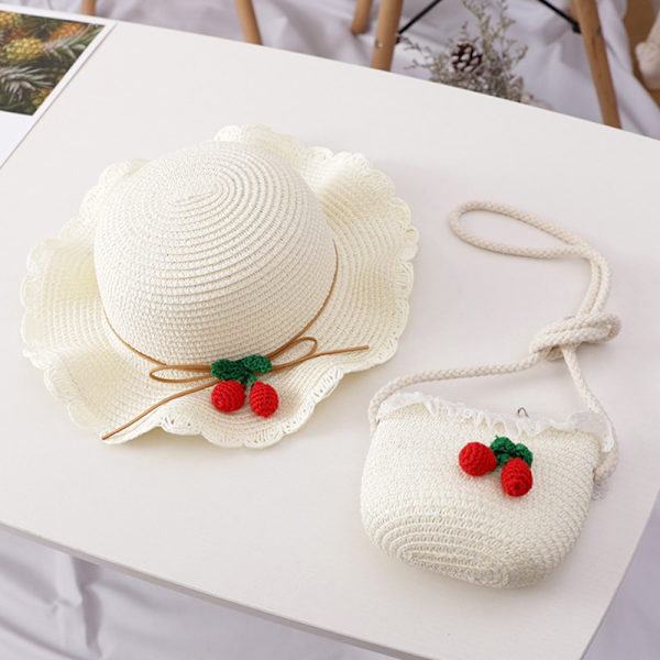 Barn Solhatt Flickor Halmväska Cap Set Travel Beac Vit | Fyndiq