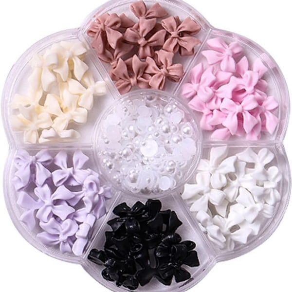 Farverige sløjfe-knude negleperler rhinestones krystal, 3D akryl negle ...