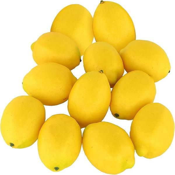 12 Artificial Lemons Realistic Decorative Home Kitchen Fake Fruits ...
