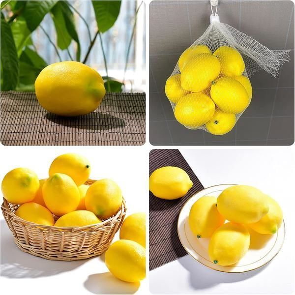 12 Artificial Lemons Realistic Decorative Home Kitchen Fake Fruits ...