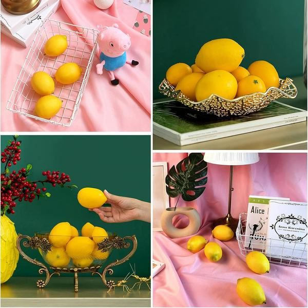 12 Artificial Lemons Realistic Decorative Home Kitchen Fake Fruits ...