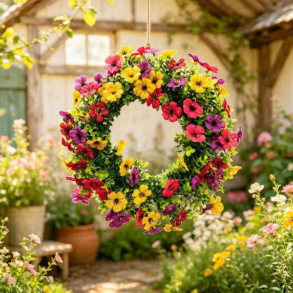 Artificial Flower Wreath, Suitable for Outdoor and Indoor Use, UV ...