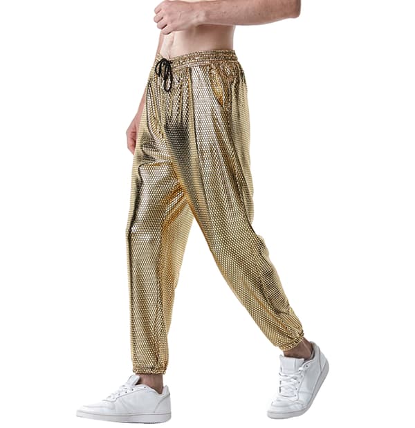 Shiny Disco Party Byxor för män gold gold M | Fyndiq