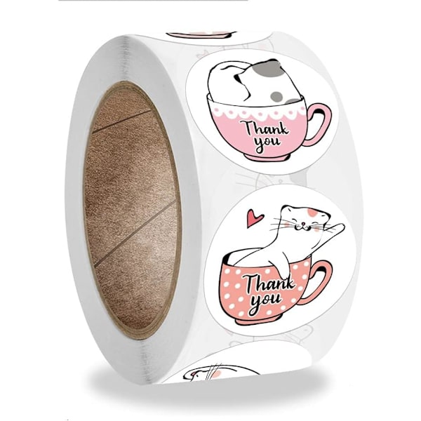 Kawaii Cat Kiitos-tarrat Pyöreät sarjakuvat eläintarrat ...
