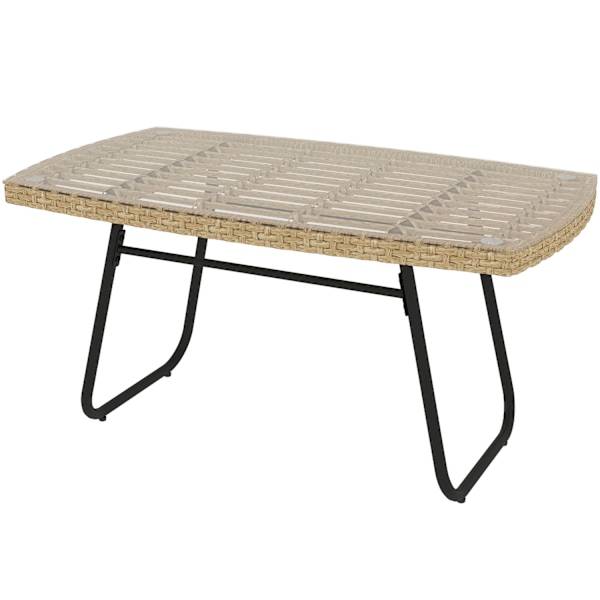Trädgårdsbord i polyrattan, 90 x 50 x 45 cm, UV-beständigt sidobord med ...