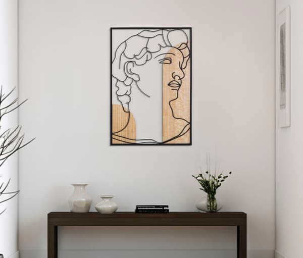 3D-seinäpaneeli metallia ja puuta – David, 55x2x80 cm | Fyndiq