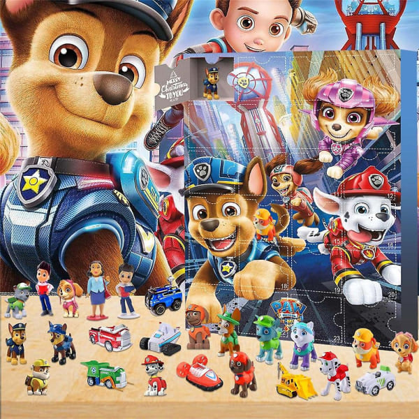 Paw Patrol Julekalender 2024, 24 stk Paw Patrol figurer dukker legetøj julekalender 24 dages ...
