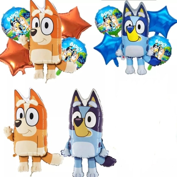 26\" Bingo Bluey Festdekorationer Folieballonger Blå Orange C C | Fyndiq