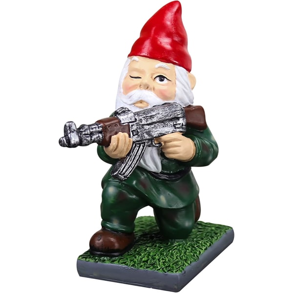 Militära tomtar roliga armé med pistol AK47 trädgårdsdekor utomhus ...