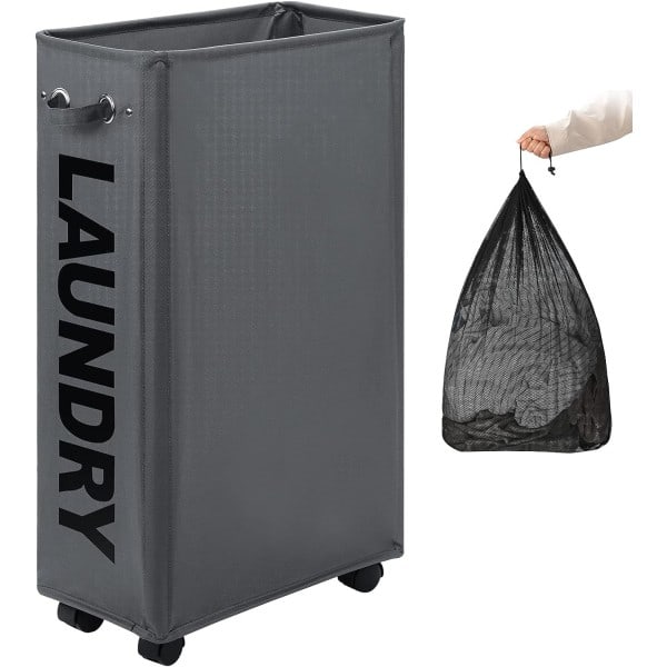 Suurennettu kapea pyykkikori irrotettavalla pyykkipussilla ja pyörillä ...