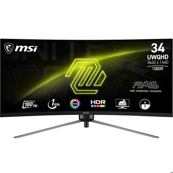 MSI MAG 345CQR Curved Gaming Monitor 34" UWQHD - Rapid VA 1500R ...