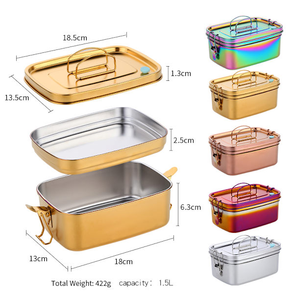 1 st Rose Gold Lunch Bento Box förseglad 304 rostfritt stål mat | Fyndiq