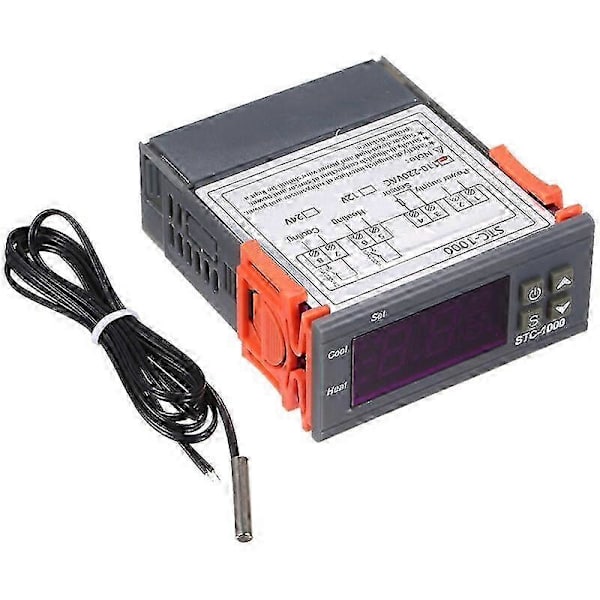 STC-1000 Digital Temperaturregulator, Varme Kjøle Termostat Centigrade, Med Sensor, 110-220Vac ...