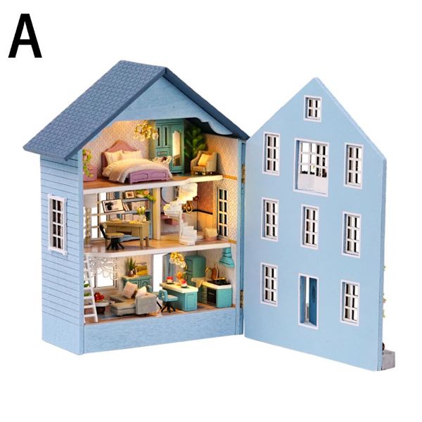 Dockhus DIY Miniatyr trämöbler kit med B7K9 Blue D-031 | Blue D-031 ...