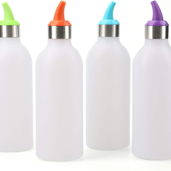 Lawei Pakke med 4 Squeeze Bottles Squeeze Bottle Krydderiflaske med låg ...