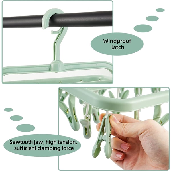 Taitettava pyykkiteline, tuulenpitävä pyykkiteline sukille ...