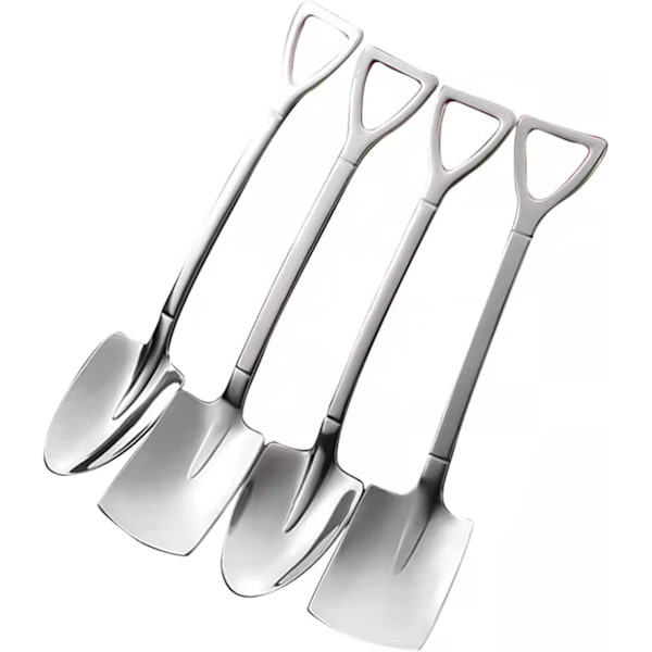 4 st rostfria skedar i form av spade, spetsiga skedar, kaffeskedar ...
