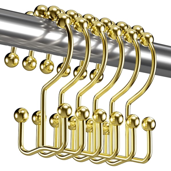 Duschdraperi-krokar, duschdraperi-ringar Rostfritt metall Dubbel glid ...