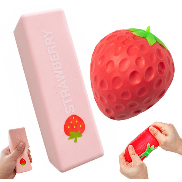 Smørpinne og jordbær Squishy 2-pakning, Klem-smør Stressball Myk ...