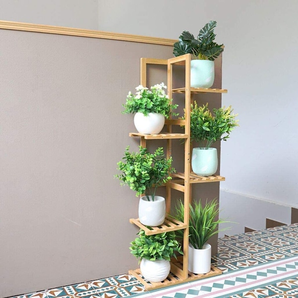 Wisfor Bamboo Stege Plant Stand Hylla, Inomhus Outdoor Flower Display ...