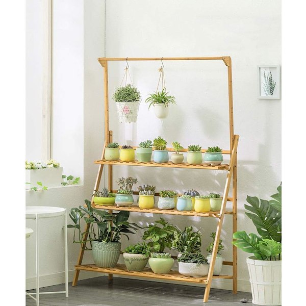 Wisfor hängande växtställ utomhus, 3-vånings växtstegehylla ...