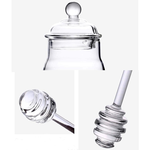 300 ml honungsburk med sked och lock i glas, honungsburk med doppare ...