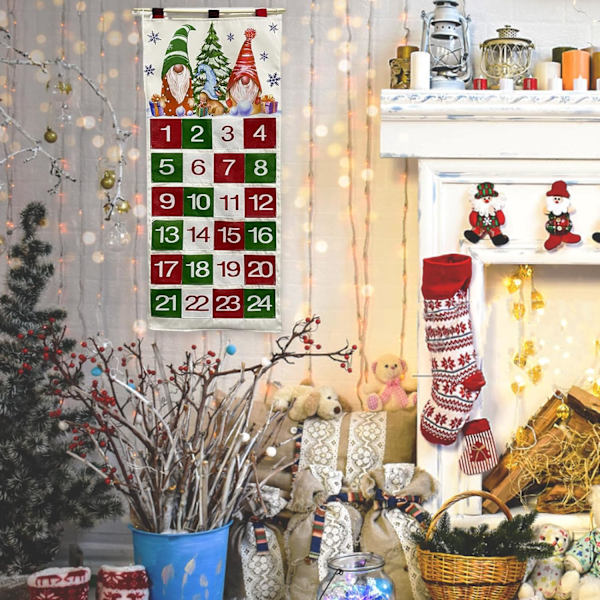 Adventskalender i stoff, Adventskalender med 24 rom og nummer for ...