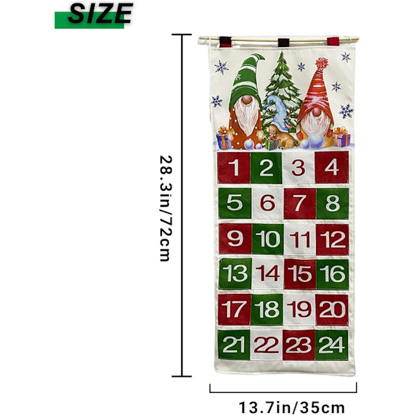 Adventskalender i stoff, Adventskalender med 24 rom og nummer for ...