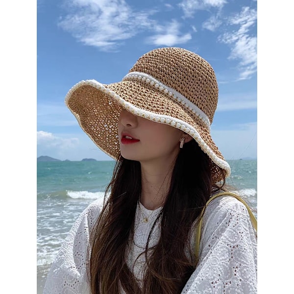 Dame stråhatt, dame solhatt, dame stråhatt, håndlaget b | Fyndiq