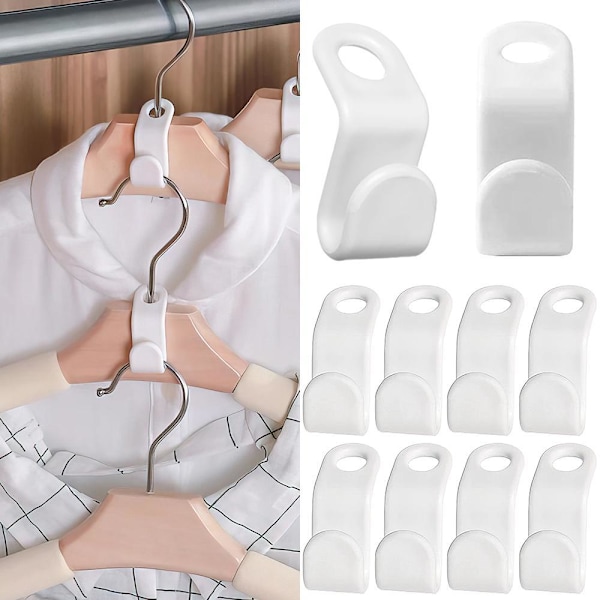 100-pack - Klädhängare / Krok för Galge - Spara plats i garderob Vit ...