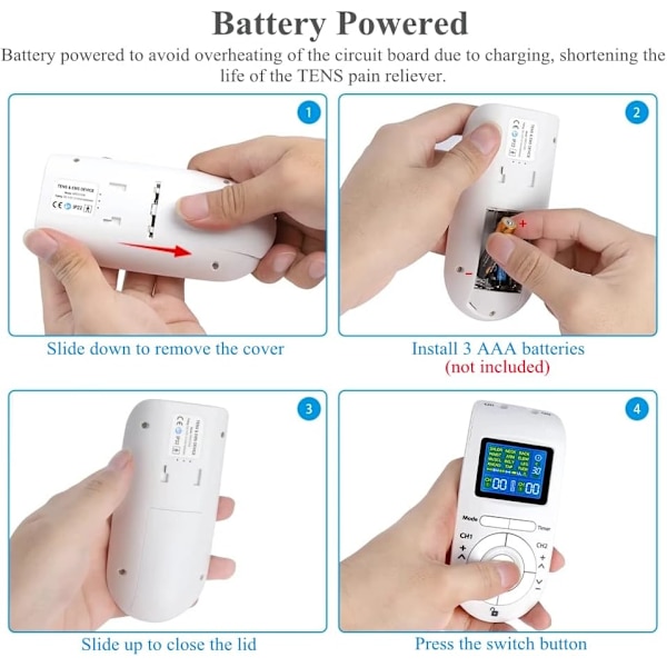 Dubbelkanalig TENS-maskin för smärtlindring, [12 lägen, 40 intensitetsnivåer | Fyndiq