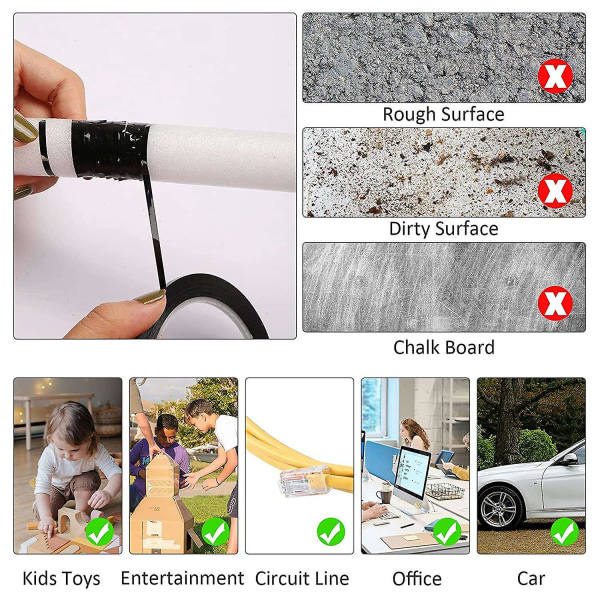 12 rullaa 1/8 tuuman valkotaulu-teippiä, Pinstripe-teippiä Torrraderingstavla Teippiä ...