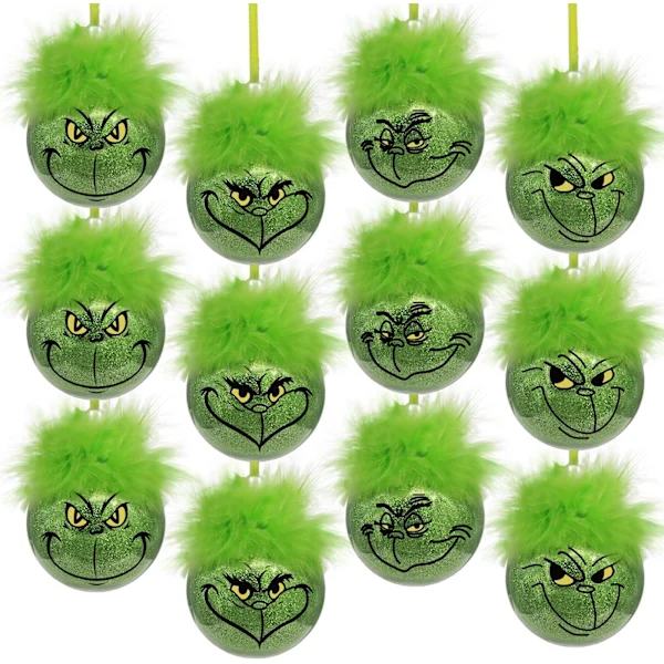 Julepynt til innendørs bruk: 12 søte Grinch-juletrepynt med fluffy ...