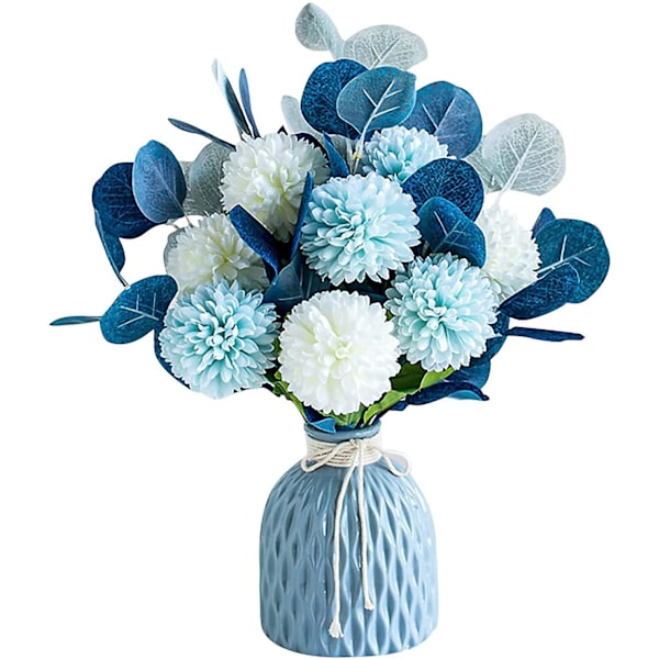 Konstgjorda hortensia bukett silke konstgjorda blommor och blad, plastblommor arrangemang utan ...