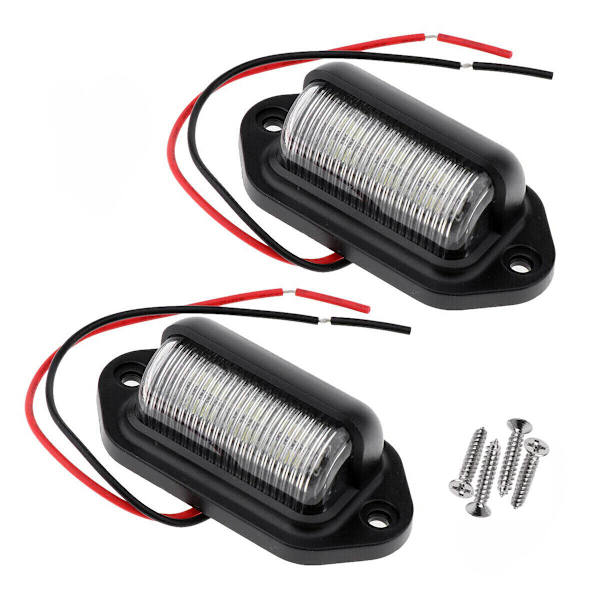 2 st universella röda vita 12V 24V registreringsskyltlampor för båt ...
